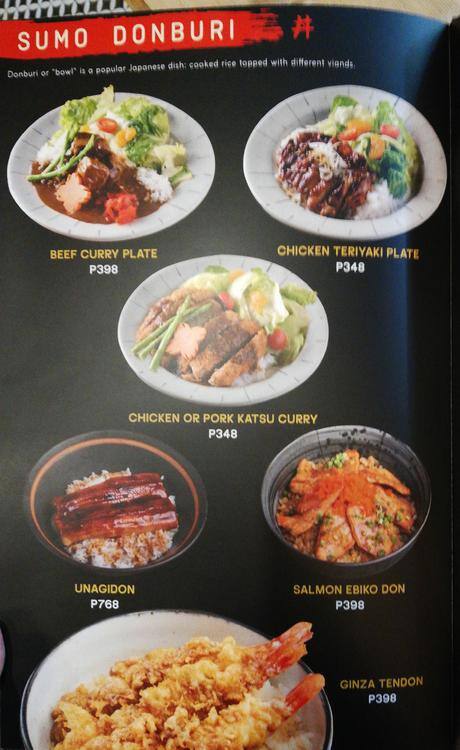 Menu at Sumo Sam restaurant, Makati, Greenbelt 3