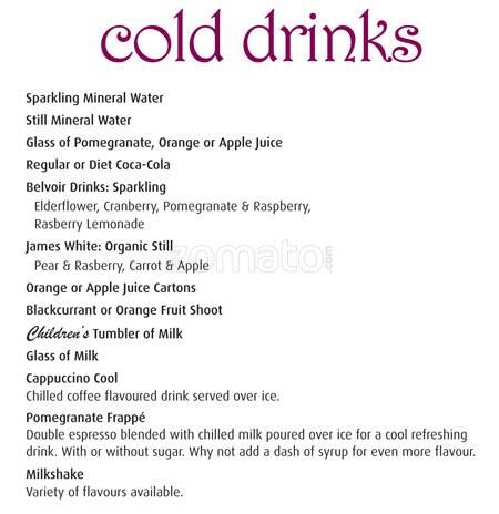 Menu at Pomegranate cafe, Birmingham