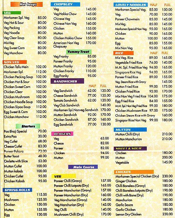 Marksmen Menu, Menu for Marksmen, Lalbagh, Lucknow - Zomato