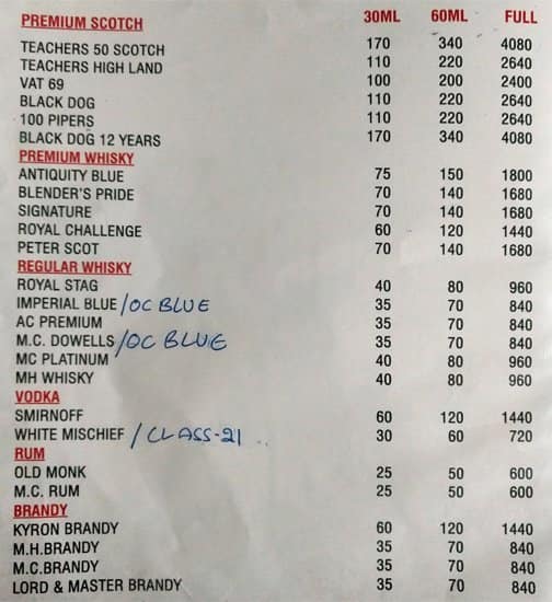 Menu at Victory Restaurant & Bar, Hyderabad, Shop No. 4-105/A/1