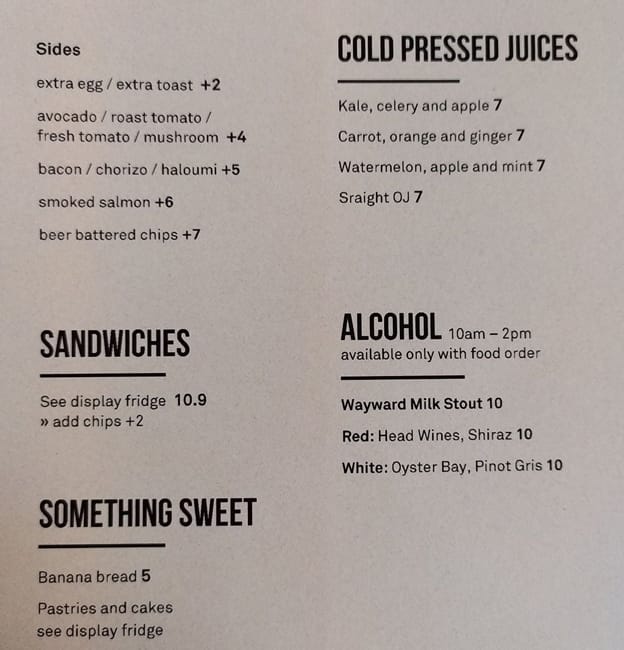 Menu at Toby's Estate Coffee Sydney Place cafe, Sydney, shop 1/180 ...