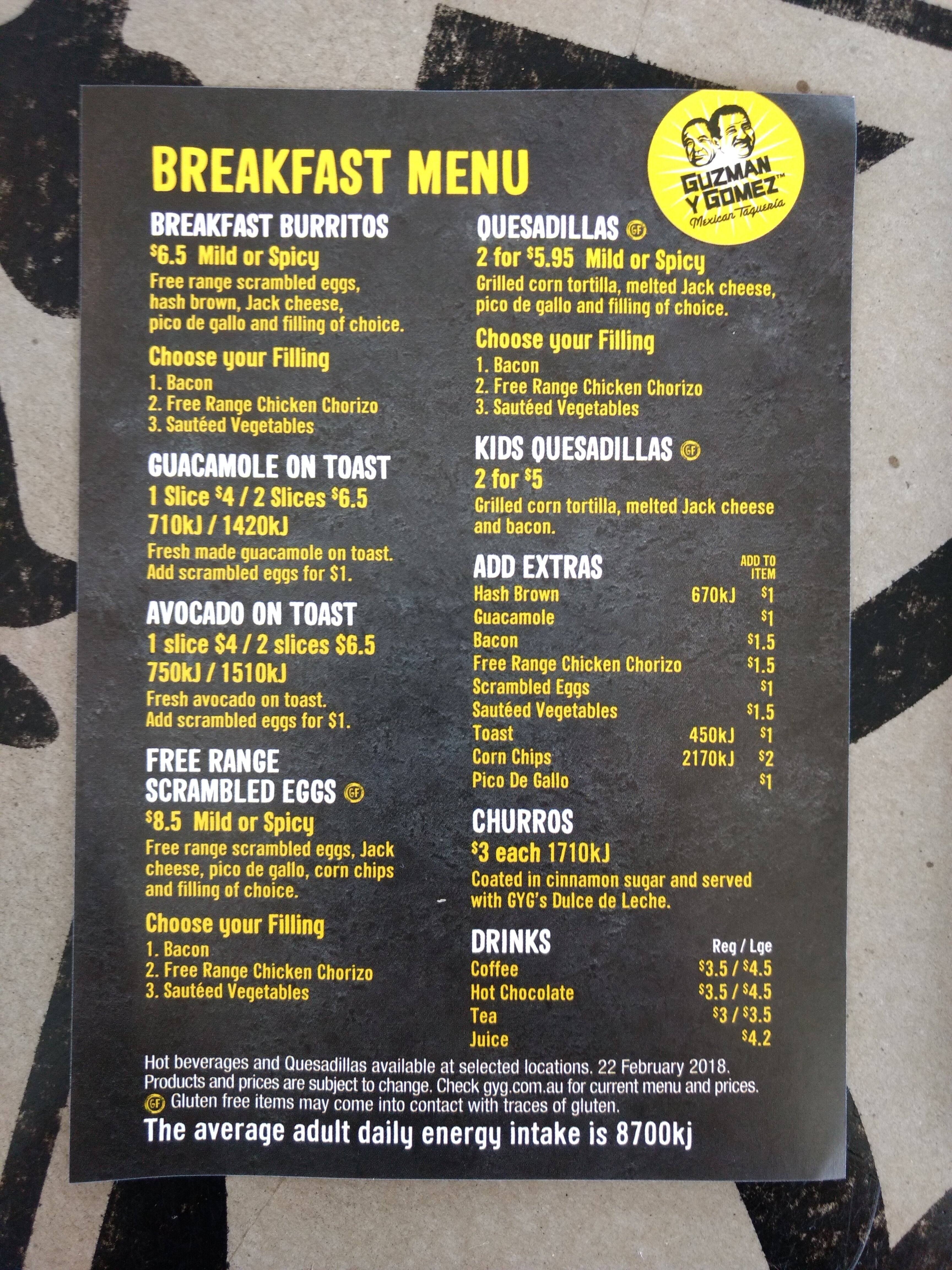 Menu At Guzman Y Gomez Restaurant Windsor Shop 111142 Newmarket Rd