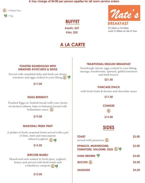 Carta de Nate's Restaurant and Bar - The Branksome Hotel & Residences ...