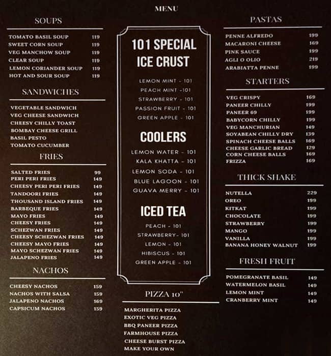 Menu of Carbon Cloud The Lounge, Kandivali East, Mumbai