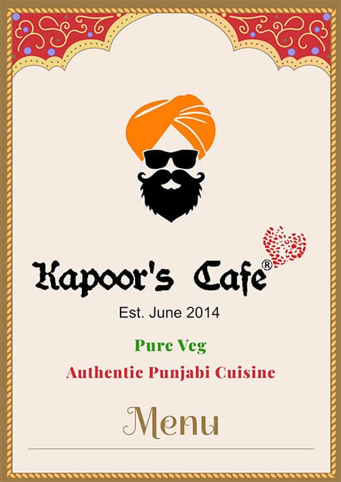 Menu of Kapoor's Cafe, Madhapur, Hyderabad