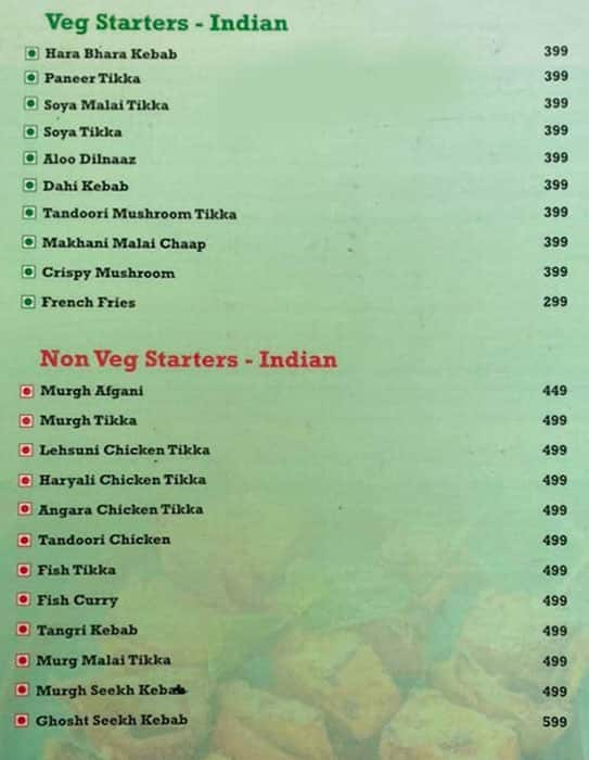 Menu of Banana Blossom, Gaur City 1, Greater Noida
