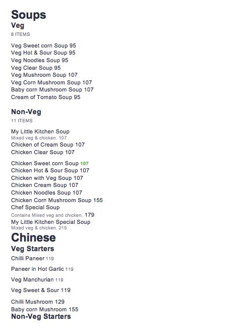 Menu at My Little Kitchen, Kolkata, 181