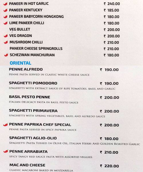 Menu at Indiana's Red Velvet Veg Restaurant, Aurangabad