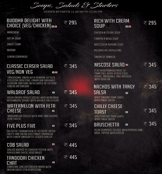 Menu at The Lobby Cafe, Bengaluru