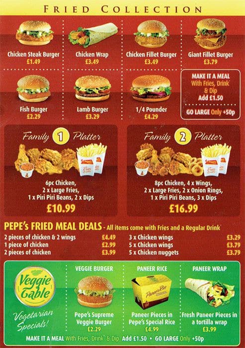 Pepe's Piri Piri Menu, Menu for Pepe's Piri Piri, Wembley, London ...