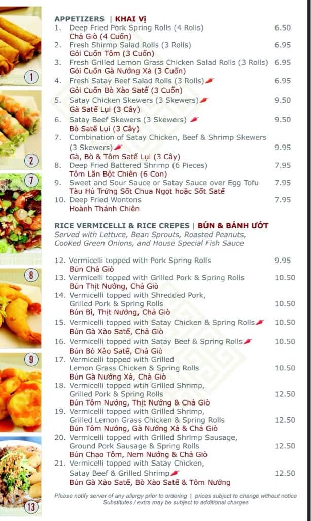Menu at Van Son Vietnamese Cuisine 16th AVE restaurant, Calgary, 308 16 ...
