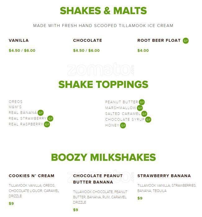 Menu at Pure Burger restaurant, Carlsbad, Gateway Rd #102