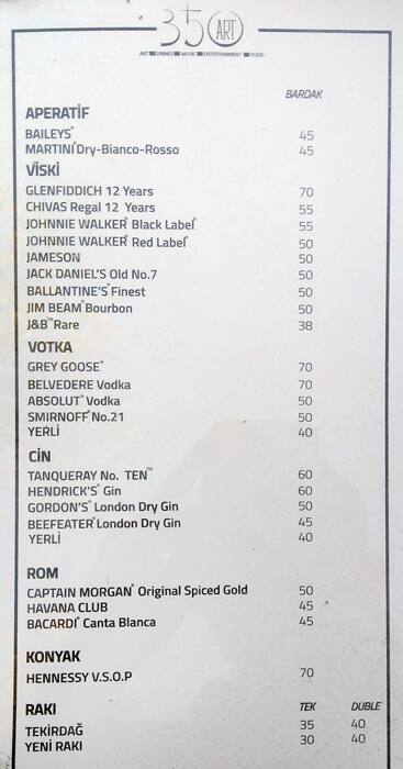 Menu at Buke Bakery, Istanbul