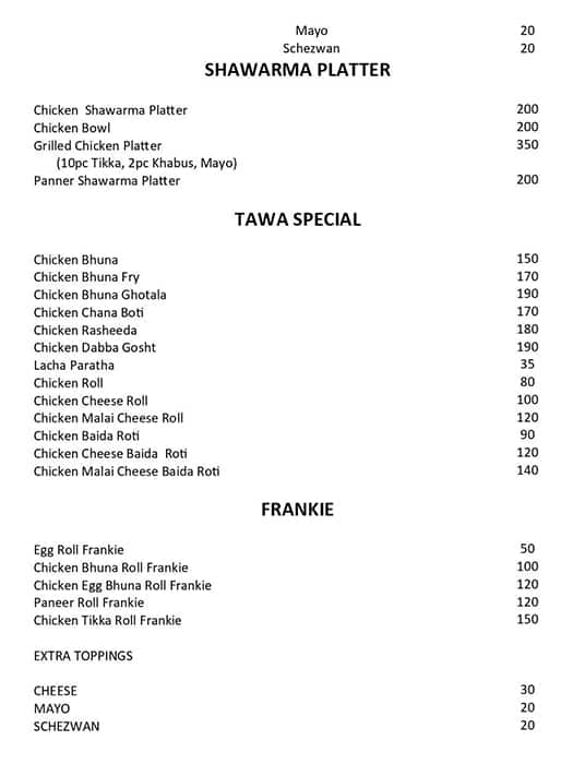 Menu of Lucky Seekh Paratha, Kharghar, Navi Mumbai