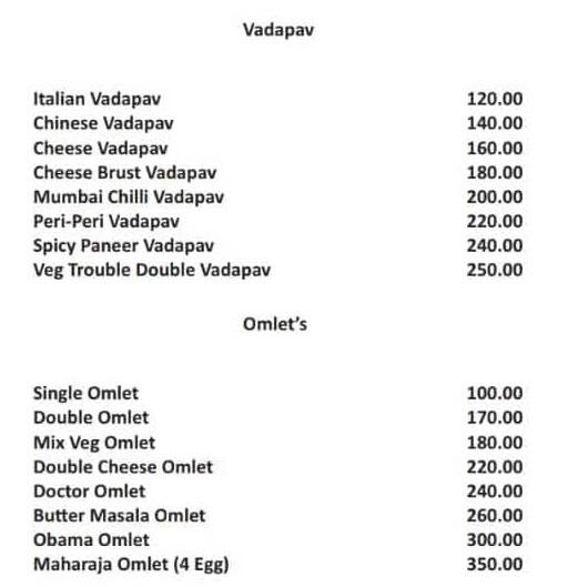 Menu of No.01 Vadapav, Vidhyadhar Nagar, Jaipur