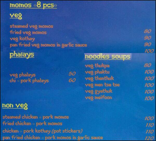 Menu at The Blue Poppy, Kolkata, Gorkha Bhawan