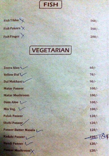 Menu at Rhythm Bar, Dehradun