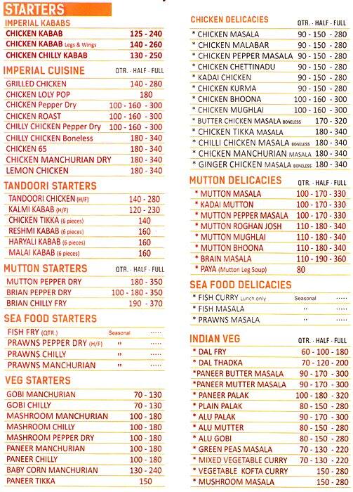 Hotel Little Imperial Menu, Menu for Hotel Little Imperial, Kalyan ...