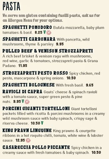 Menu at Zizzi - Victoria pizzeria, London, 15 Cardinal Walk