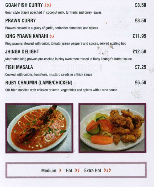 Menu at The Ruby Lounge pub & bar, London, Pinner Road