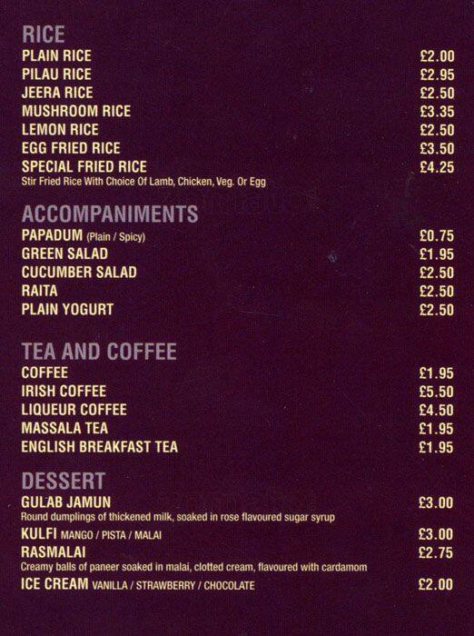 Menu at The Ruby Lounge pub & bar, London, Pinner Road