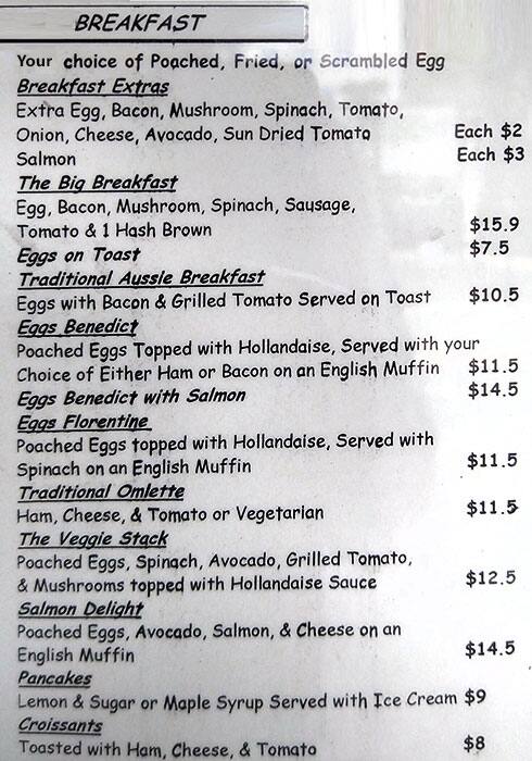 Menu at Cafe Sana, Hampton East, 882 Nepean Hwy
