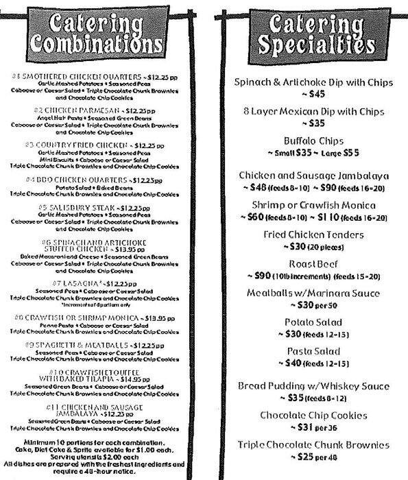 Menu at Causeway Cafe, Metairie