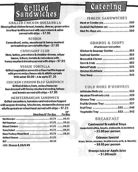 Menu at Causeway Cafe, Metairie