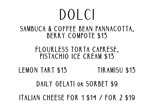 Menu at Centra restaurant, Geelong