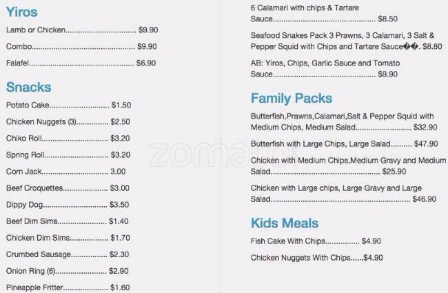 Menu at Welland Seafood & Chicken, Welland
