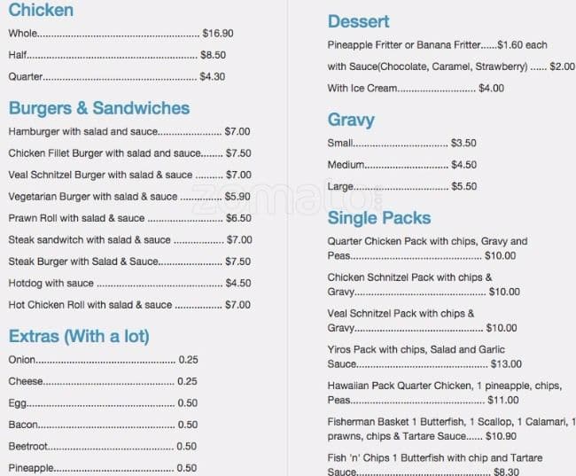 Menu at Welland Seafood & Chicken, Welland