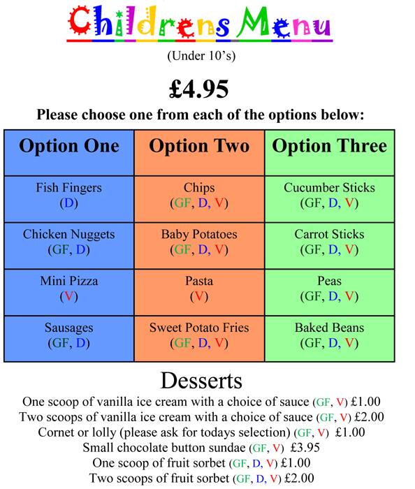 Menu at The Five Bells pub & bar, Eastry