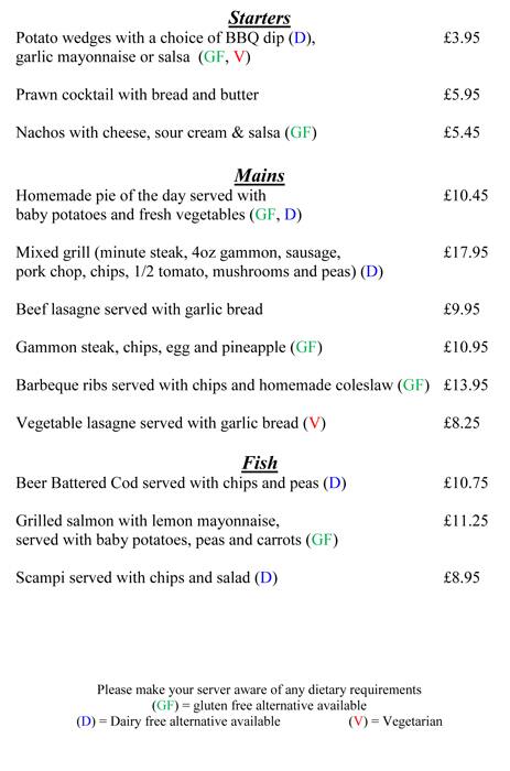 Menu at The Five Bells pub & bar, Eastry