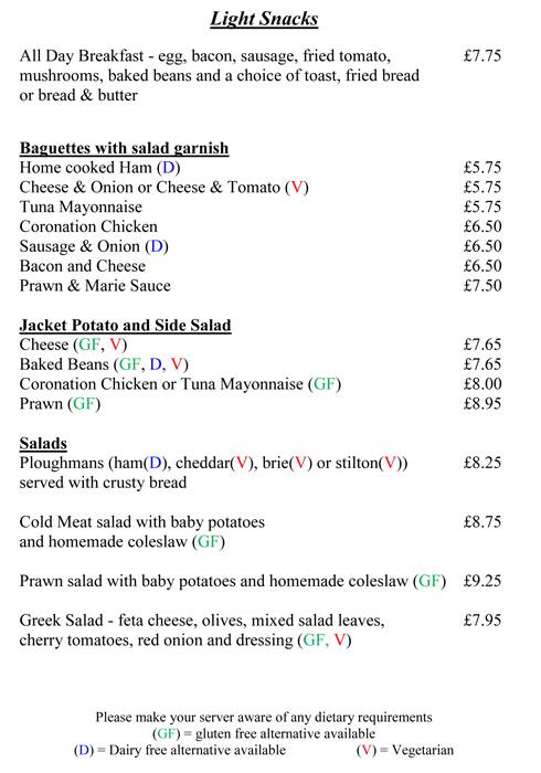 Menu at The Five Bells pub & bar, Eastry