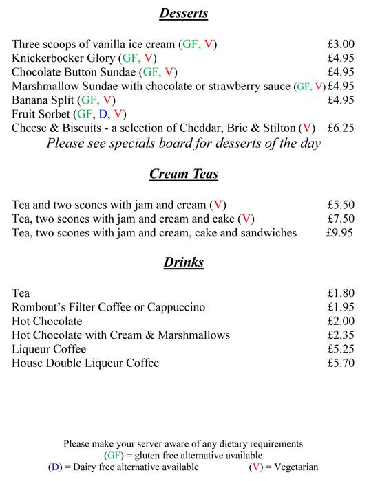 Menu at The Five Bells pub & bar, Eastry