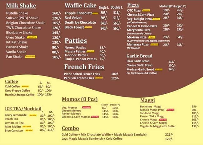 Menu of The Waffle Bite, Mansarovar, Jaipur