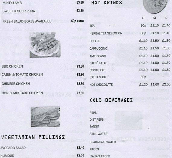 Menu at Brunel Sandwich Shop - Stand, London cafe, London, 211 Strand