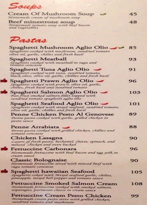 Menu at Cafe Barbera, South Jakarta, Jl. Pangeran Antasari No.36