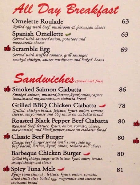 Menu at Cafe Barbera, South Jakarta, Jl. Pangeran Antasari No.36