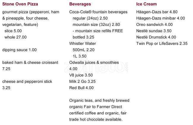 Menu at Grouse Grind Coffee Bar, North Vancouver