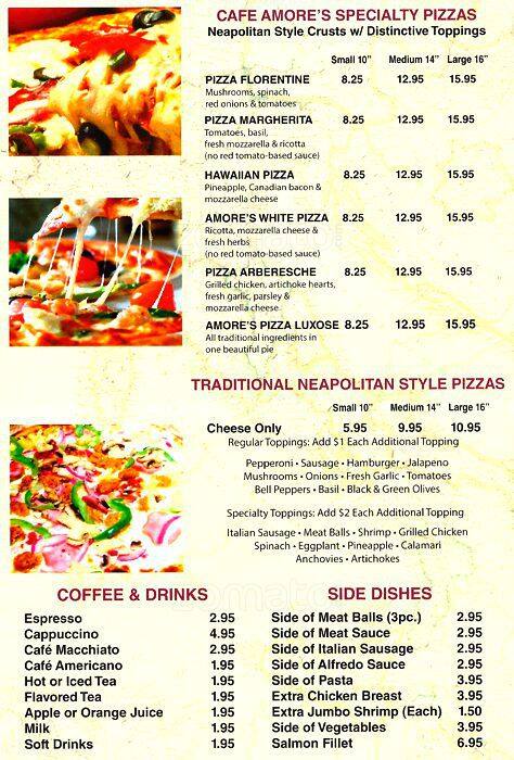 Menu at Cafe Amore, Richardson
