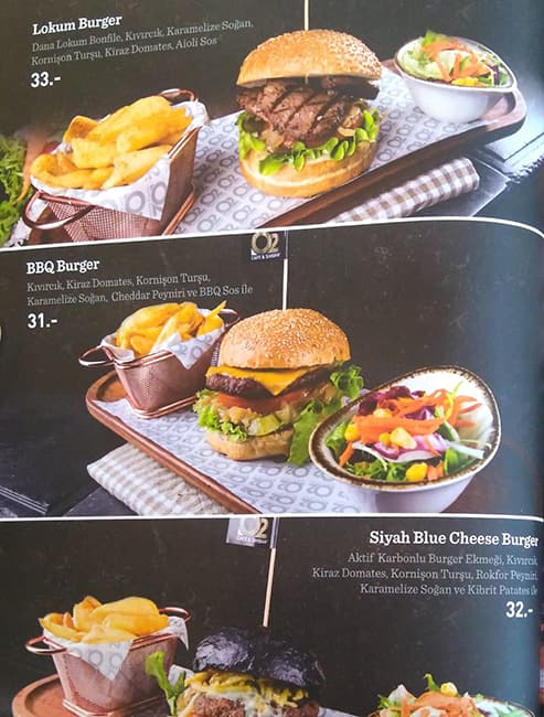 Menu at O2 CAFE & SHISHA, Istanbul