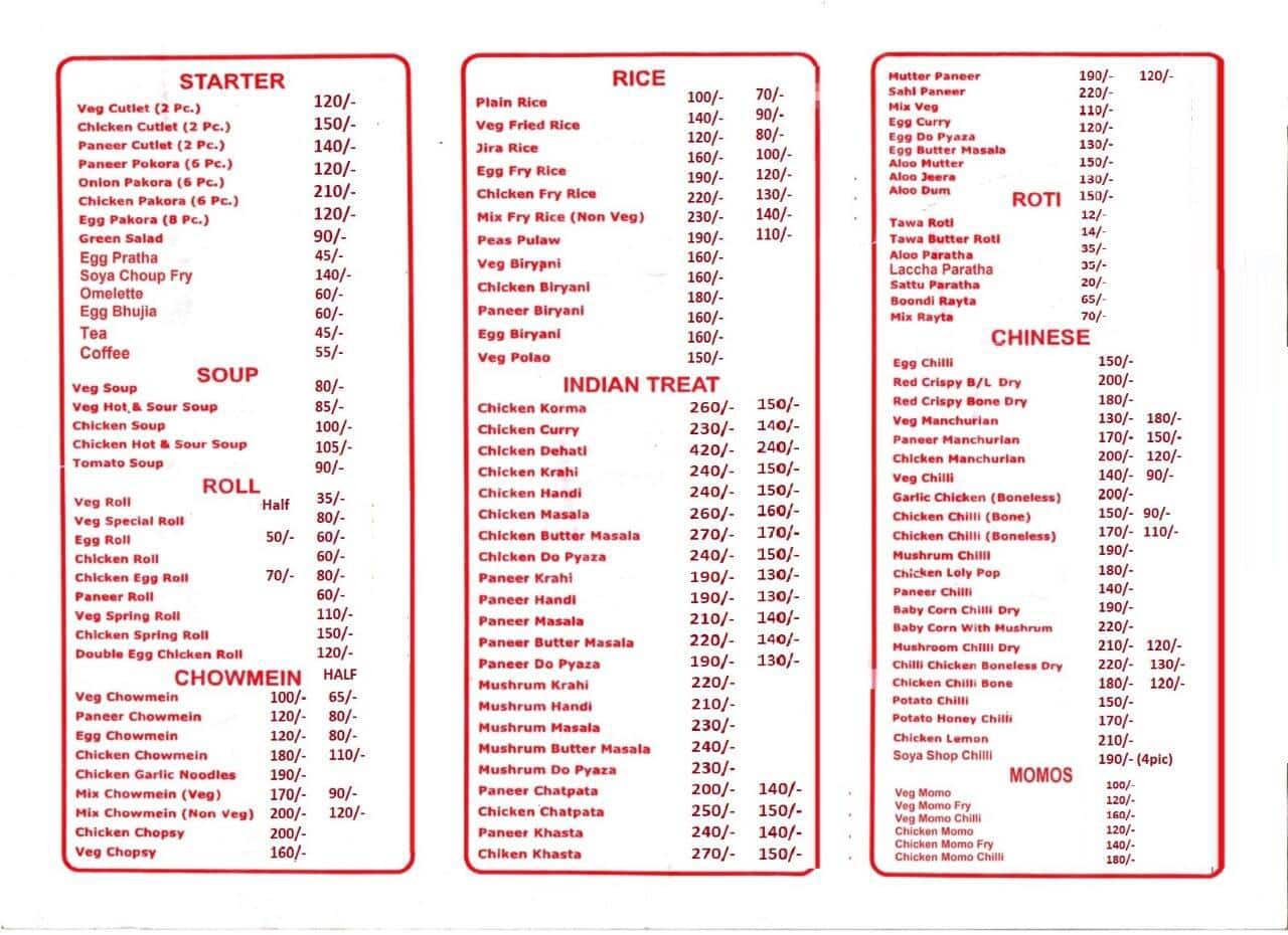 Menu of Noodles Corner, Khajpura, Patna