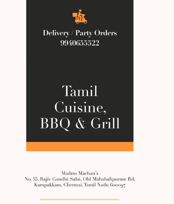 Menu at Madras Machan's, Chennai