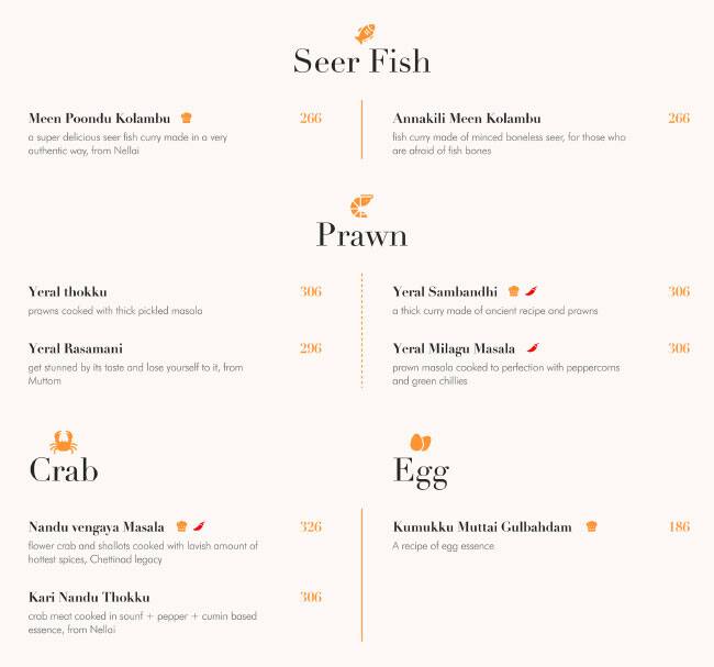 Menu at Madras Machan's, Chennai