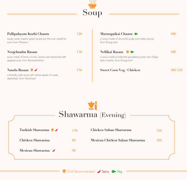 Menu at Madras Machan's, Chennai