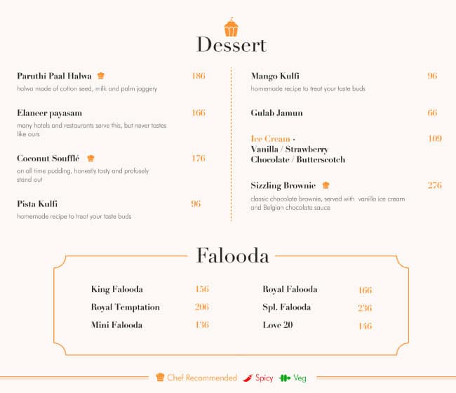 Menu at Madras Machan's, Chennai