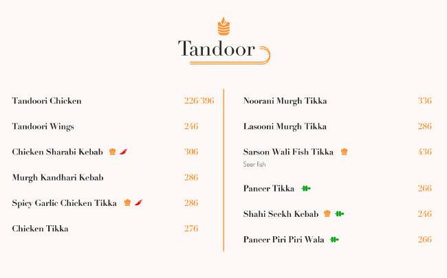 Menu at Madras Machan's, Chennai