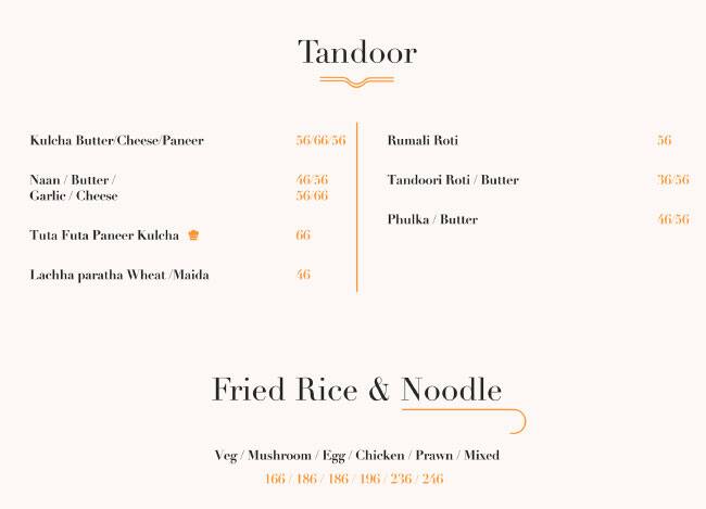 Menu at Madras Machan's, Chennai