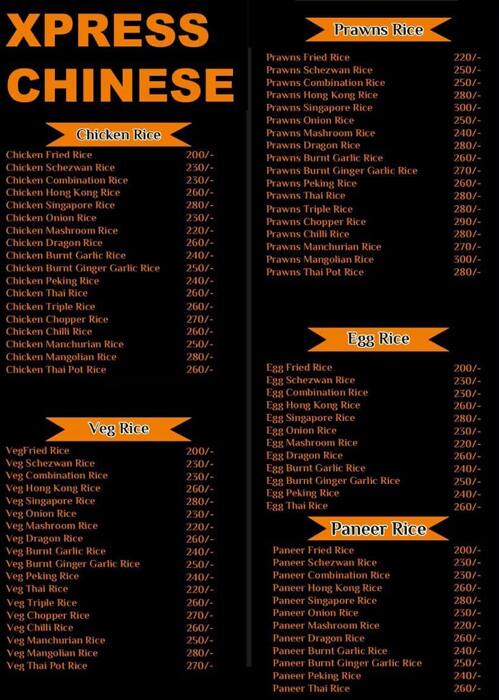 Menu of China Wok Express, Bandra East, Mumbai